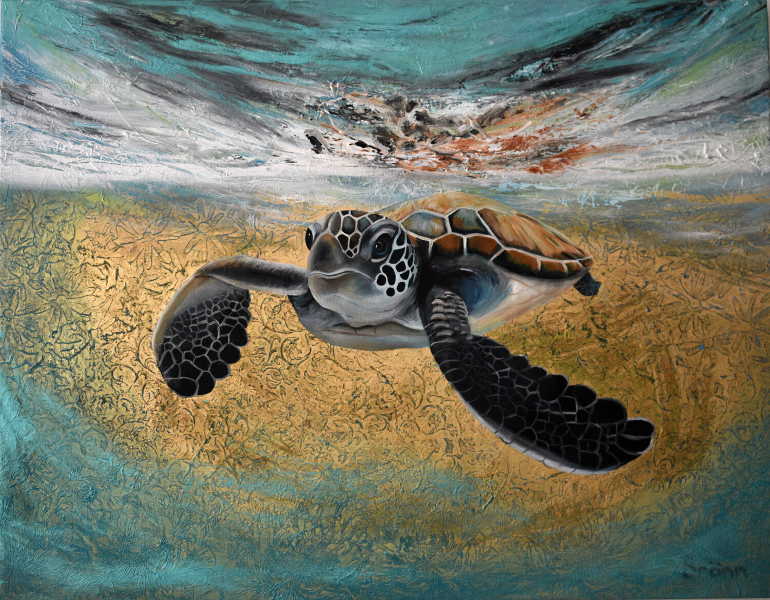 Turtle Oil Painting