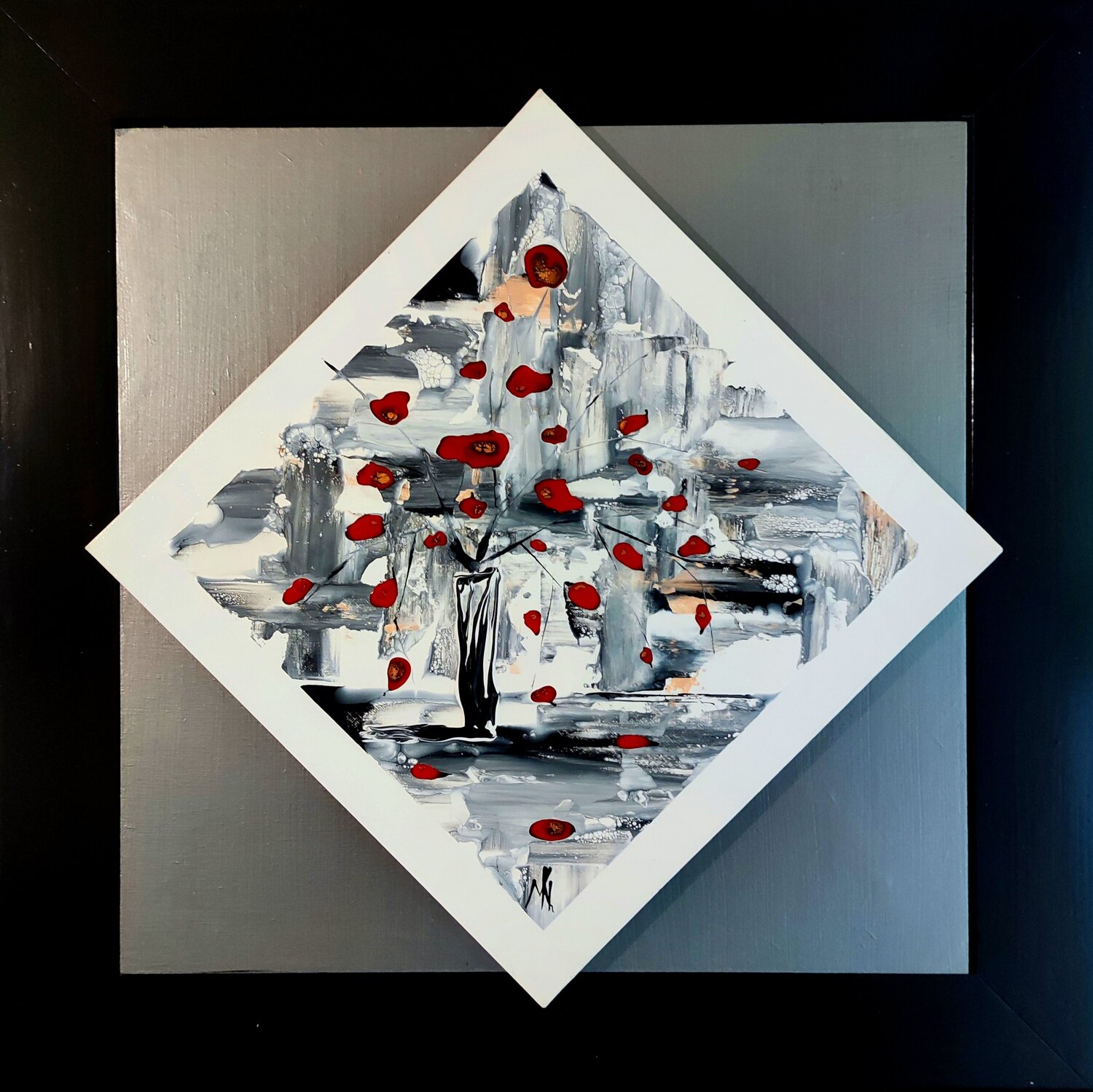 Diagonal flowers von Mikha (2020): Malerei Acryl, Lack auf Leinwand ...