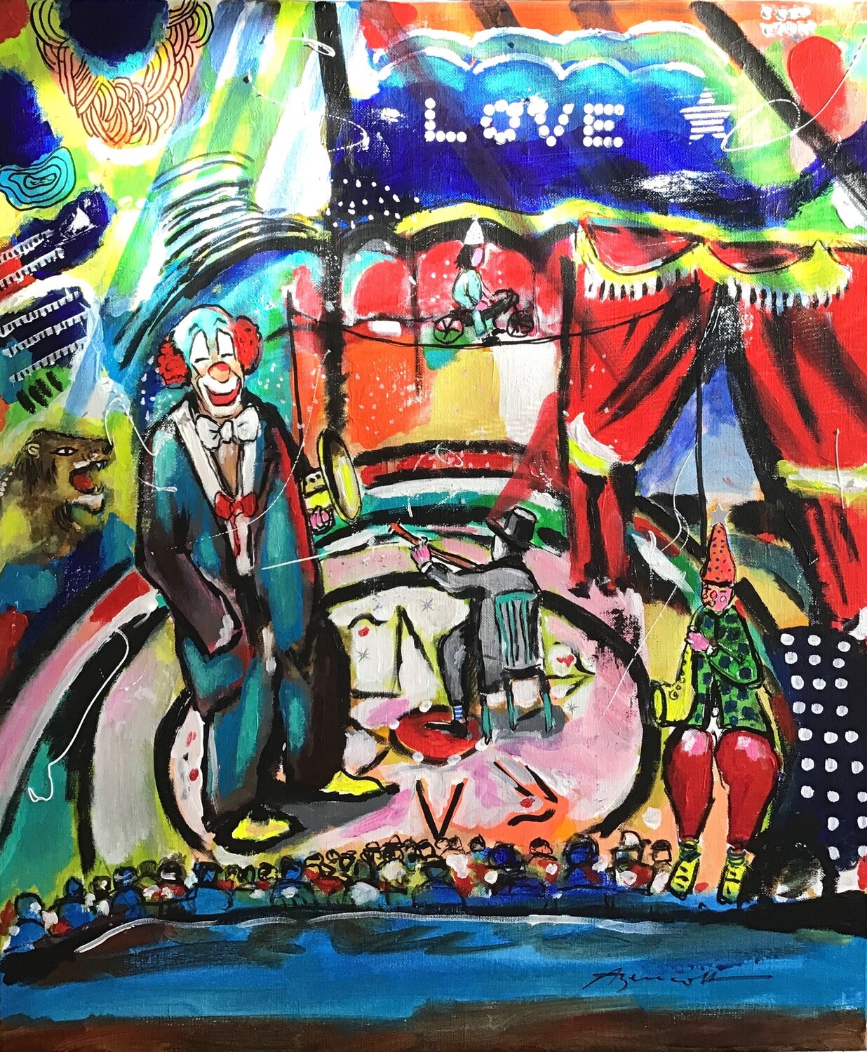 LOVE CIRCUS by Jean-Louis Azencott (2022) : Painting Acrylic on Canvas ...
