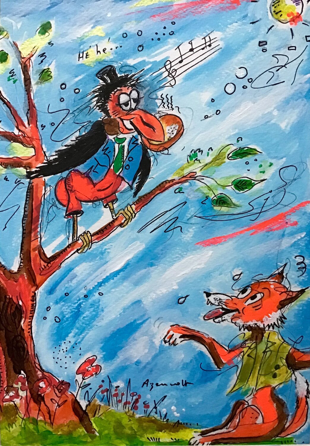 LE CORBEAU ET LE RENARD by Jean-Louis Azencott (2024) : Painting ...