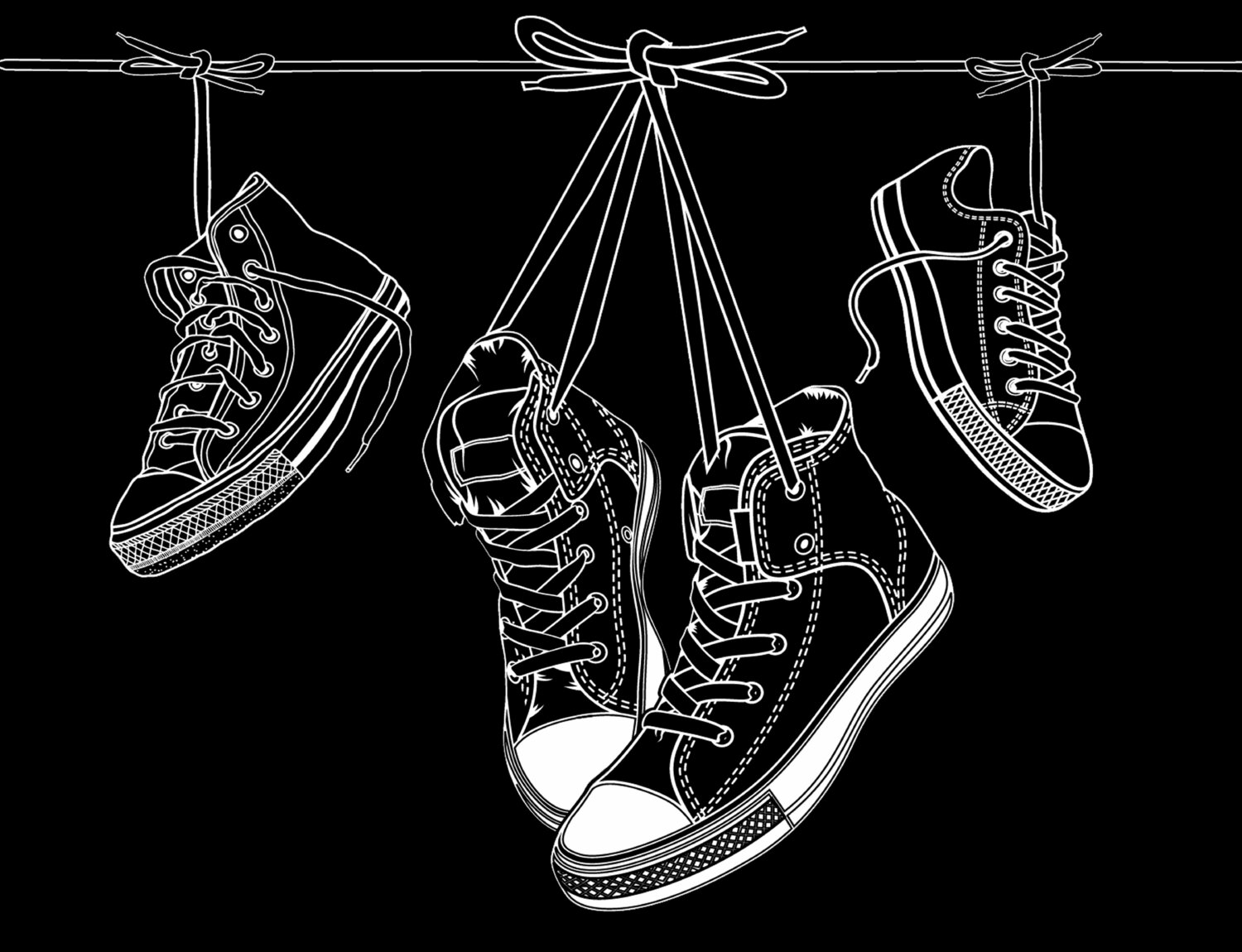 Hanging Converse Shoes Drawing