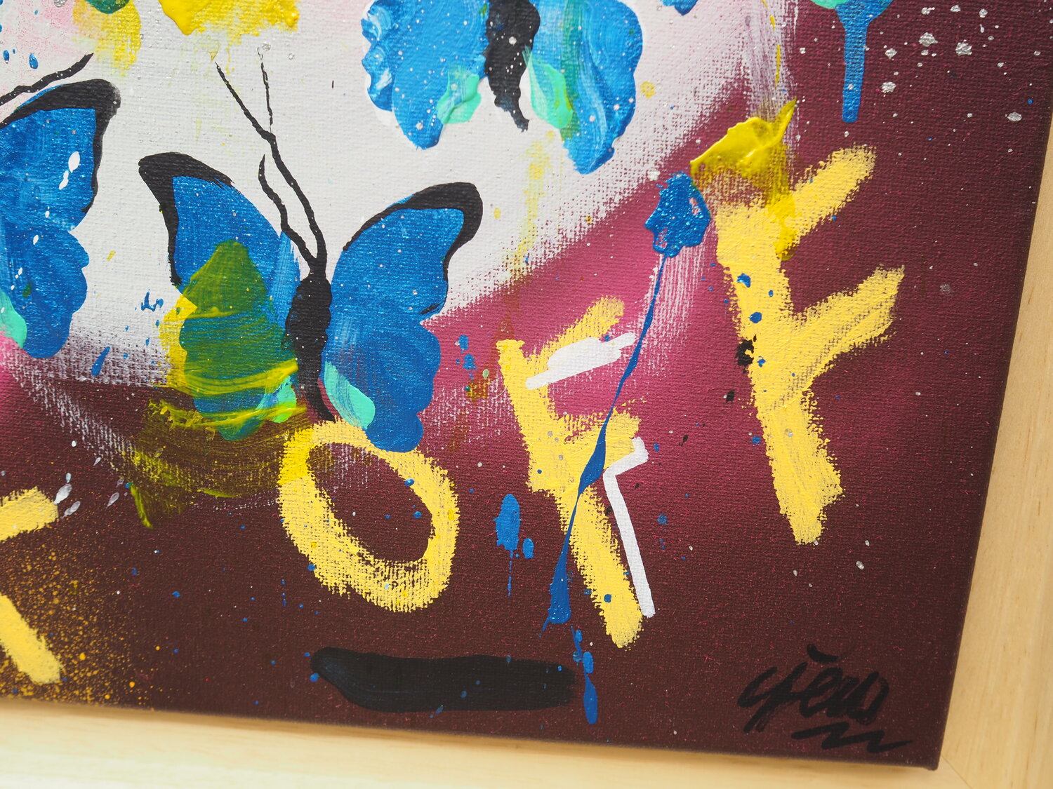 Papillons bleus by Cieu (2022) : Painting Acrylic, Graffiti on Canvas ...