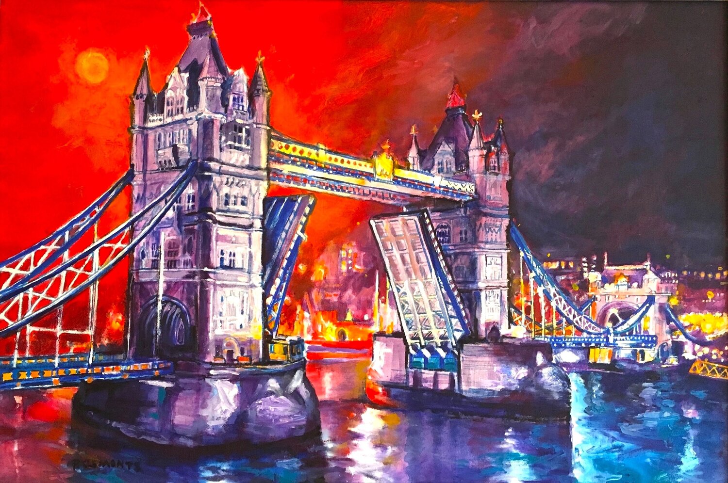 Tower Bridge Reflections by Patricia Clements (2018) : Painting Oil on ...