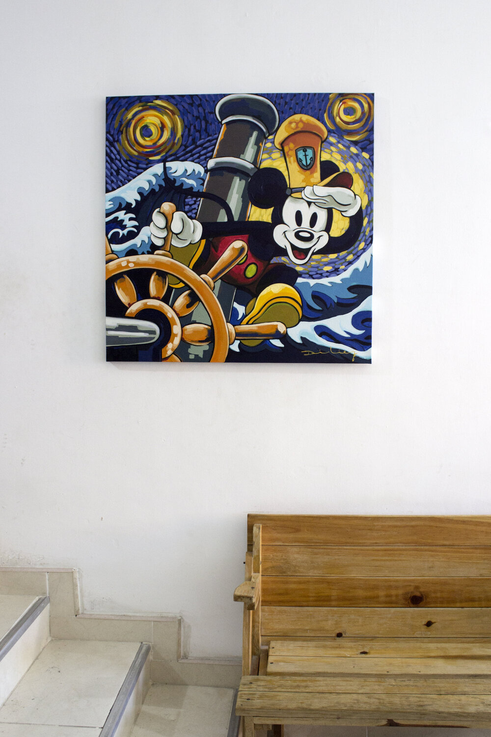 Mickey sorteando la gran ola en una noche estrellada by Didier Franco ...