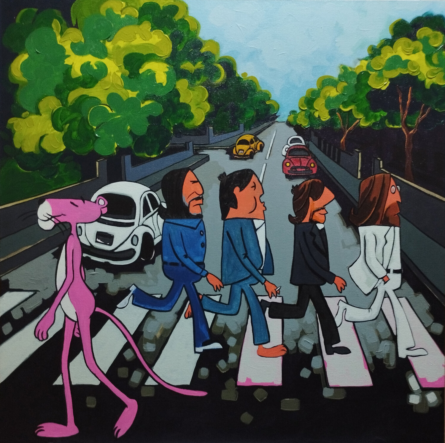 La pantera rosa en Abbey Road 1969 by Didier Franco (2024) : Painting ...