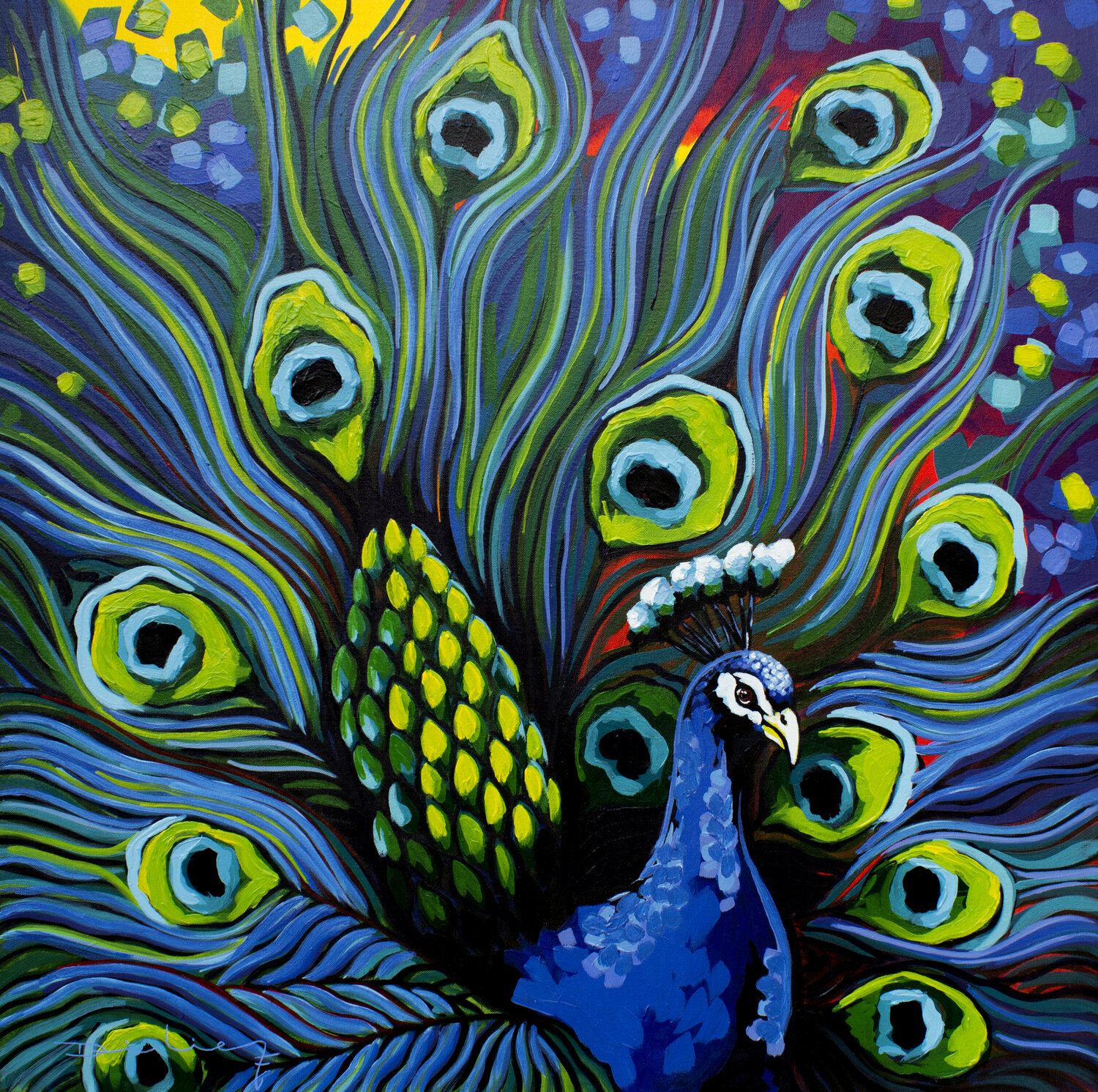 Pavo Real de Didier Franco (2023): Pintura Acrílico en Lienzo - Singulart