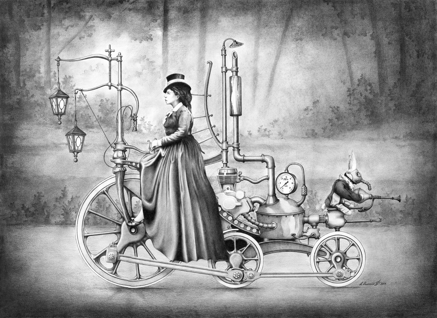 Vintage Operator by Andrey Poletaev (2018) : Drawing Pencil, Pen on ...