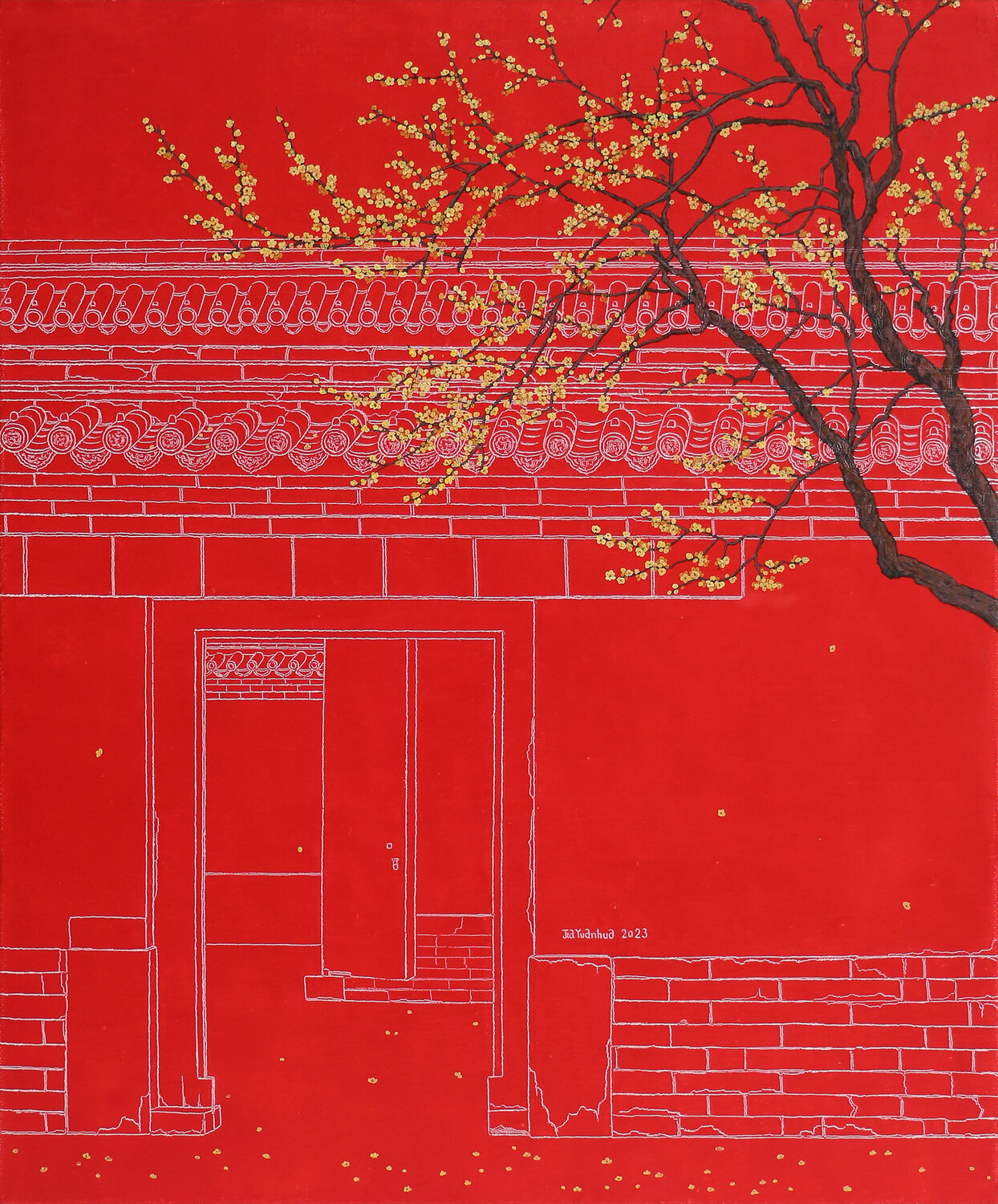 Red Horizontal Line Art