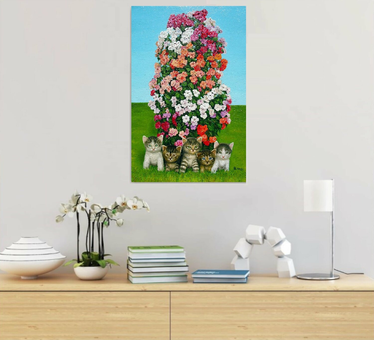 "Kittens" von Grigor Velev (2021): Malerei Öl auf Leinwand - Singulart