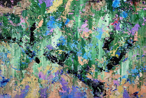 Emerald Downpour di Alex Senchenko (2026): Pittura a Acrilico, Olio su ...