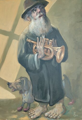 Morning Trumpeter von Giorgi Rurua (2023): Malerei Acryl auf Leinwand ...