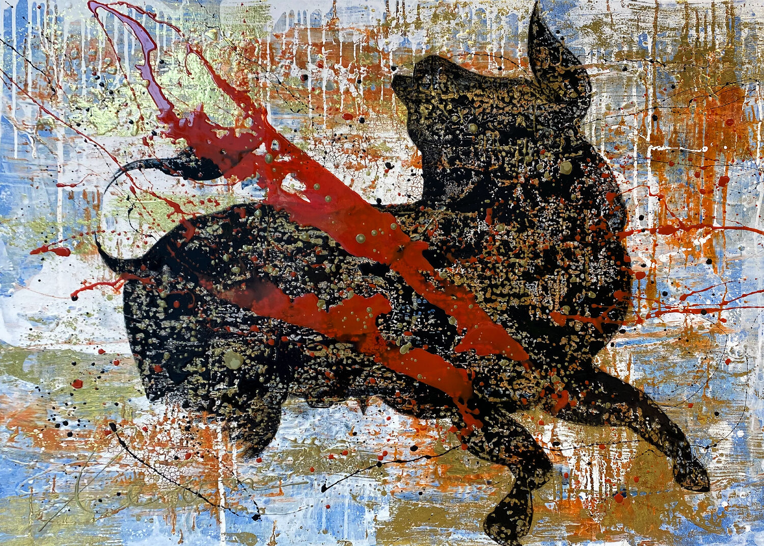 Bull Mural by Leon Bosboom (2022) : Painting Acrylic, Resin on Canvas ...