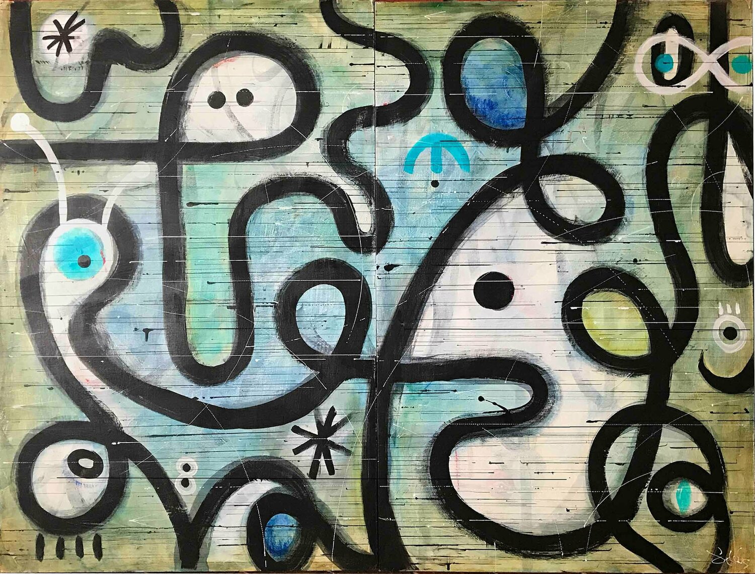 Watchers in a Night Ocean by Susan Wasinger (2018) : Painting Acrylic ...