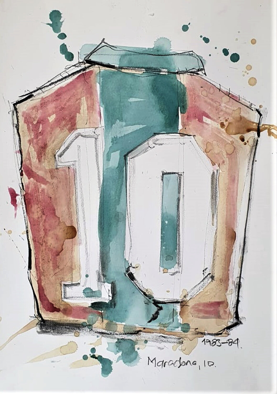 10 - Maradona by Daniel Zlota (2020) : Work on Paper Pigments on Paper ...