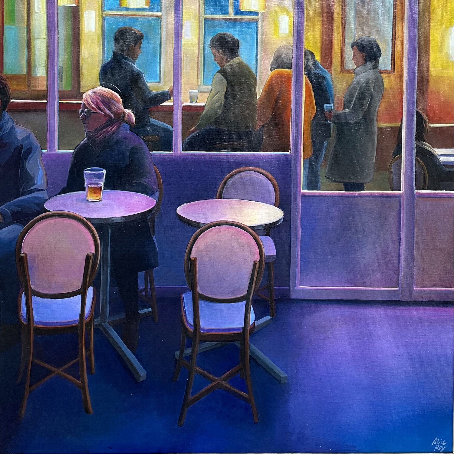 La terrasse violette von Alice Roy (2024): Malerei Acryl auf Leinwand ...