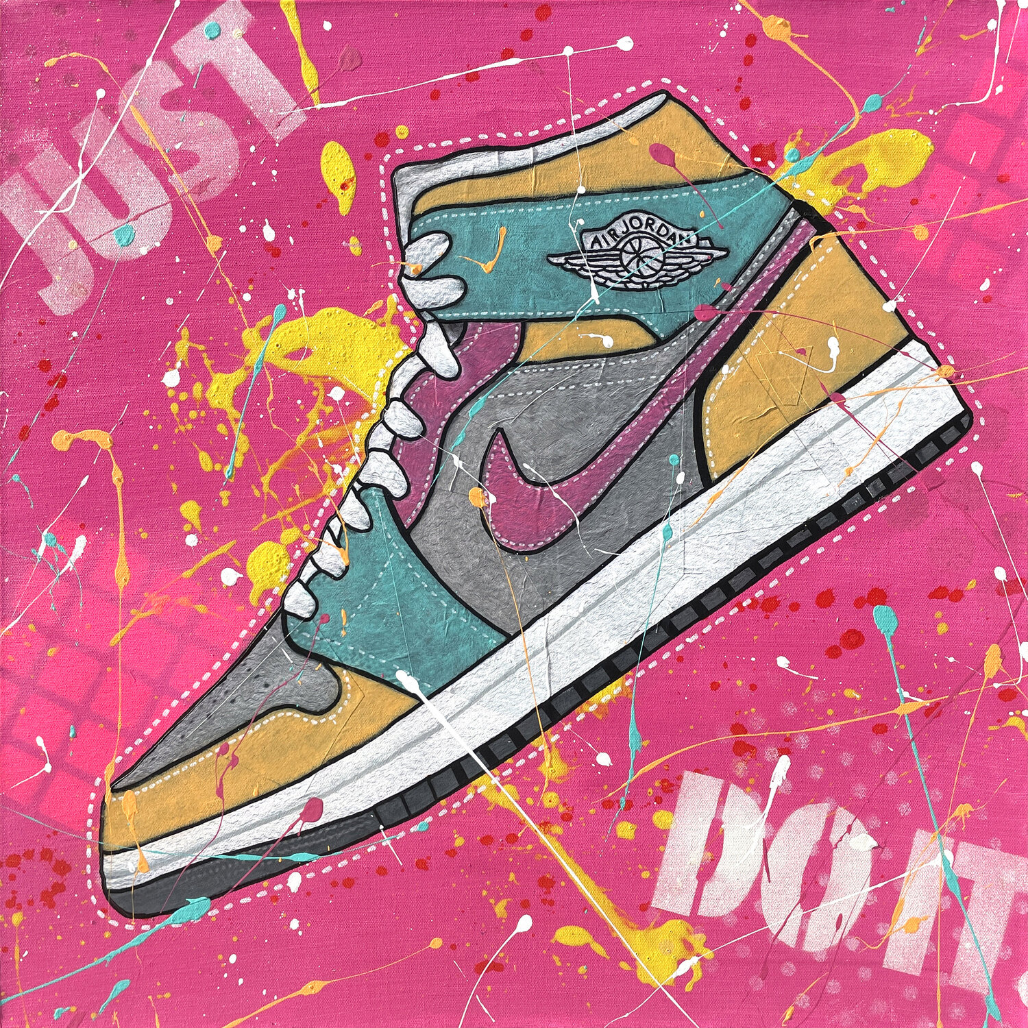 SNEAKER - PINK by SeCam (2023) : Painting Acrylic, Collage on Canvas ...