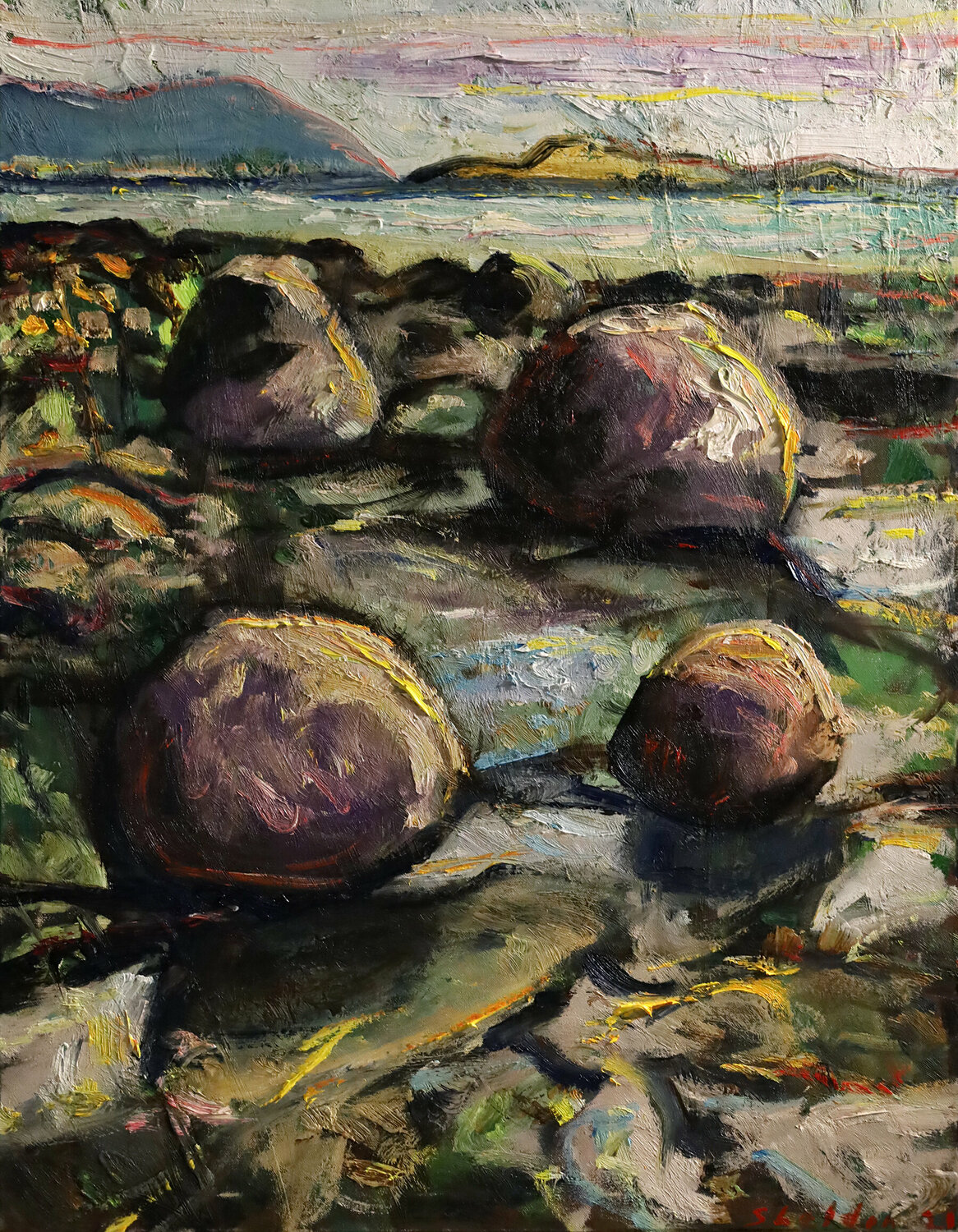 Point Reyes Sculpted Stones von David Sheldon (2021): Malerei Öl auf ...