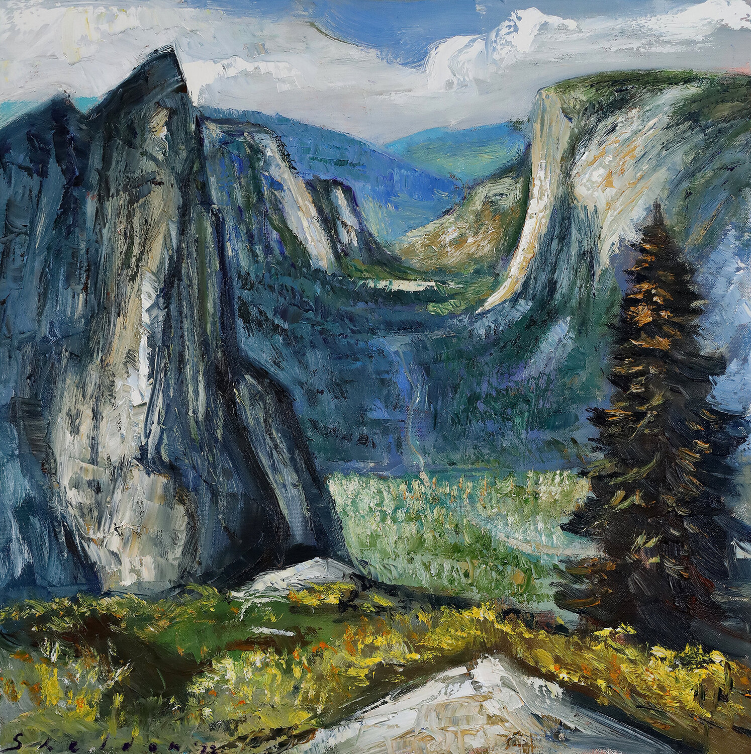 Yosemite Vally View by David Sheldon (2022) : Painting Oil on Canvas ...