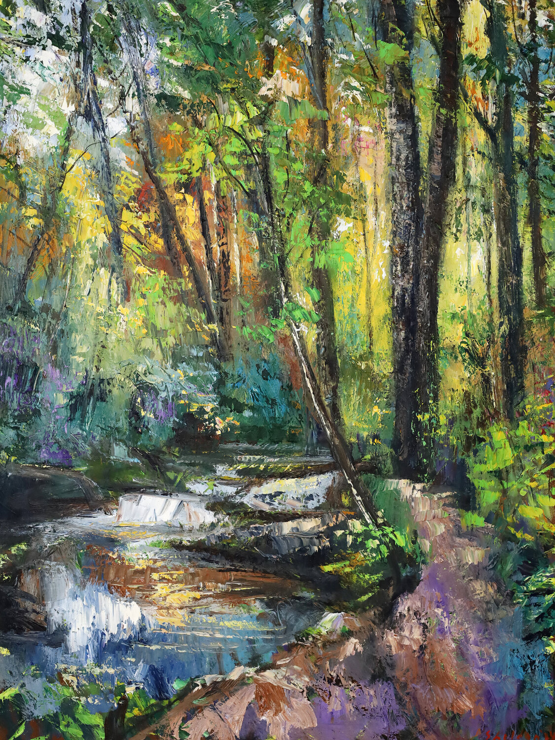 Arboretum, Creek Side de David Sheldon (2024): Pintura Óleo en Lienzo ...