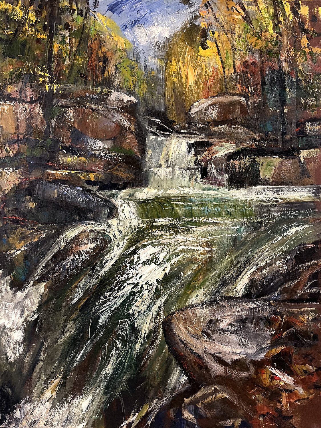 Mountain Flow von David Sheldon (2024): Malerei Öl auf Leinwand - Singulart