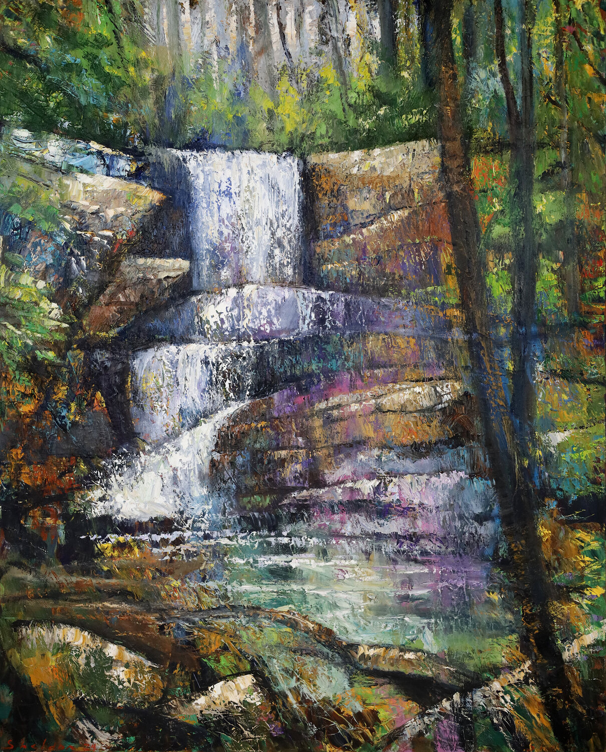 Little Bradley Falls by David Sheldon (2024) : Painting Oil on Canvas ...