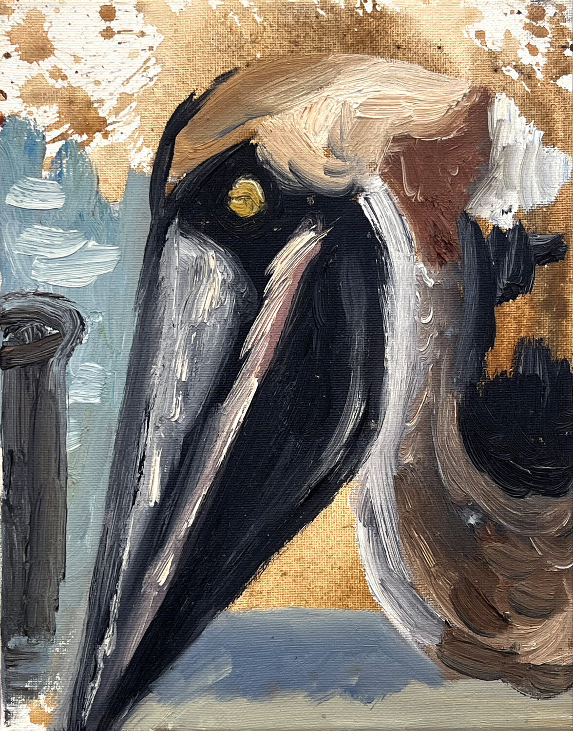 Brown Pelican de David Sheldon (N.D) : Peinture Huile sur Toile - Singulart