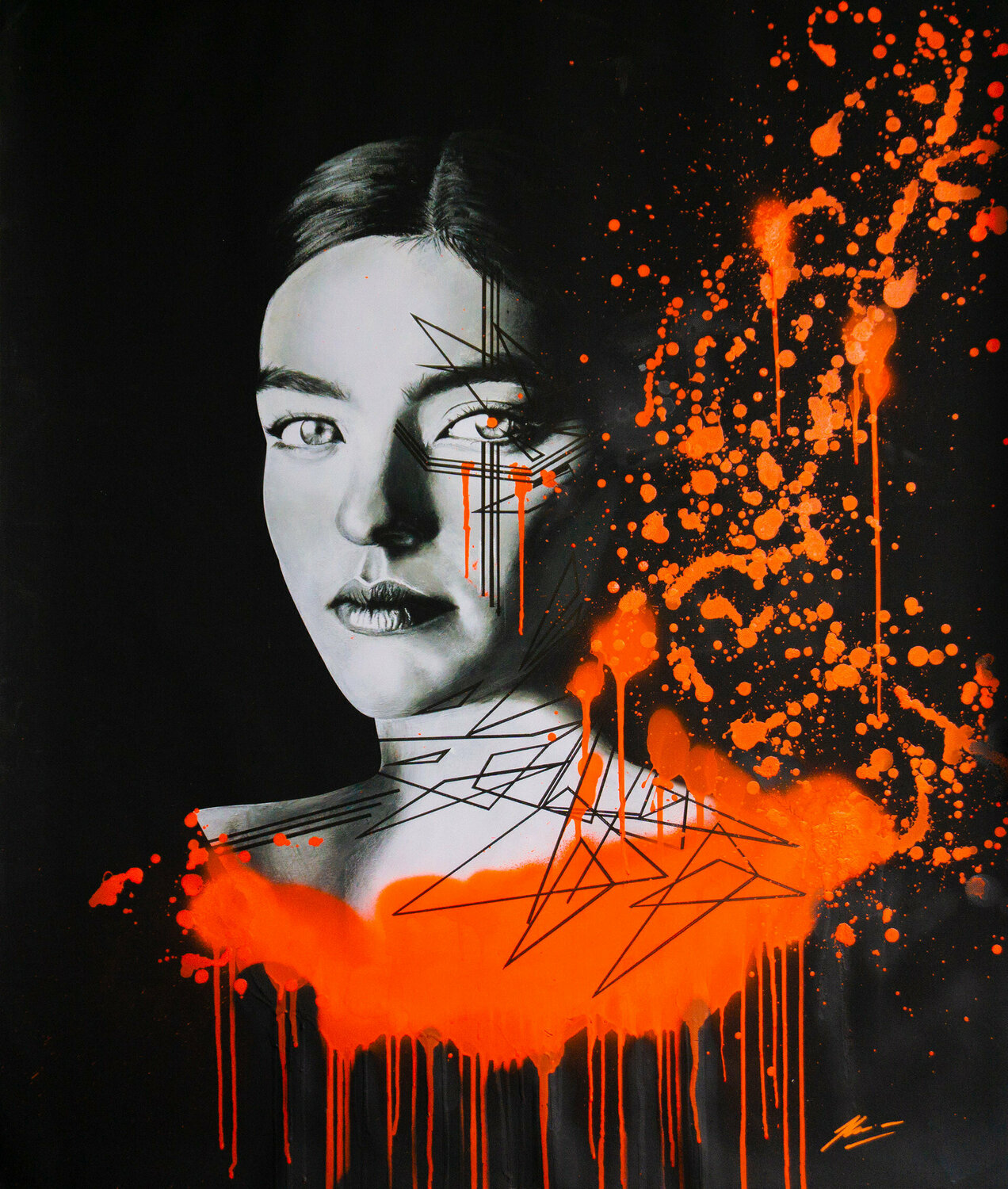 Conscious Mind - Black Orange by Shev Lunatic (2019) : Painting Acrylic ...