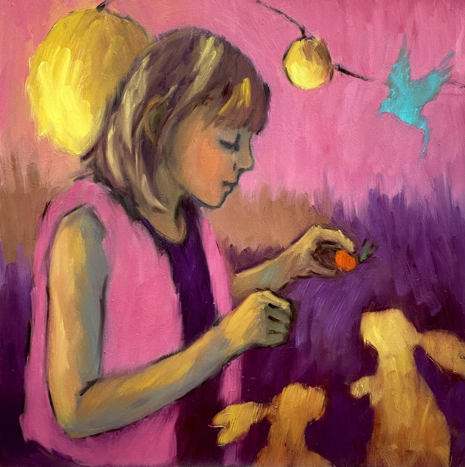 La visite des lapins by Barbara Petit Lisy (2023) : Painting Oil on ...