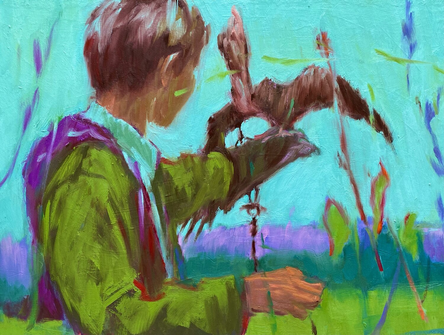 Billy et le faucon de Barbara Petit Lisy (2024): Pintura Óleo en Madera ...