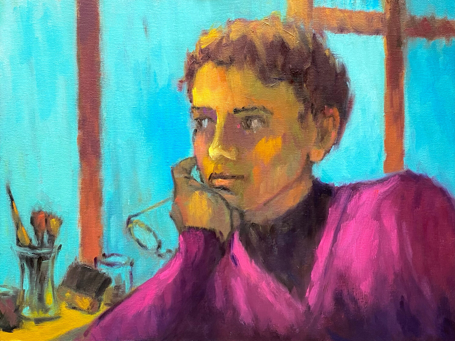 Le peintre dans son atelier by Barbara Petit Lisy (2024) : Painting Oil ...