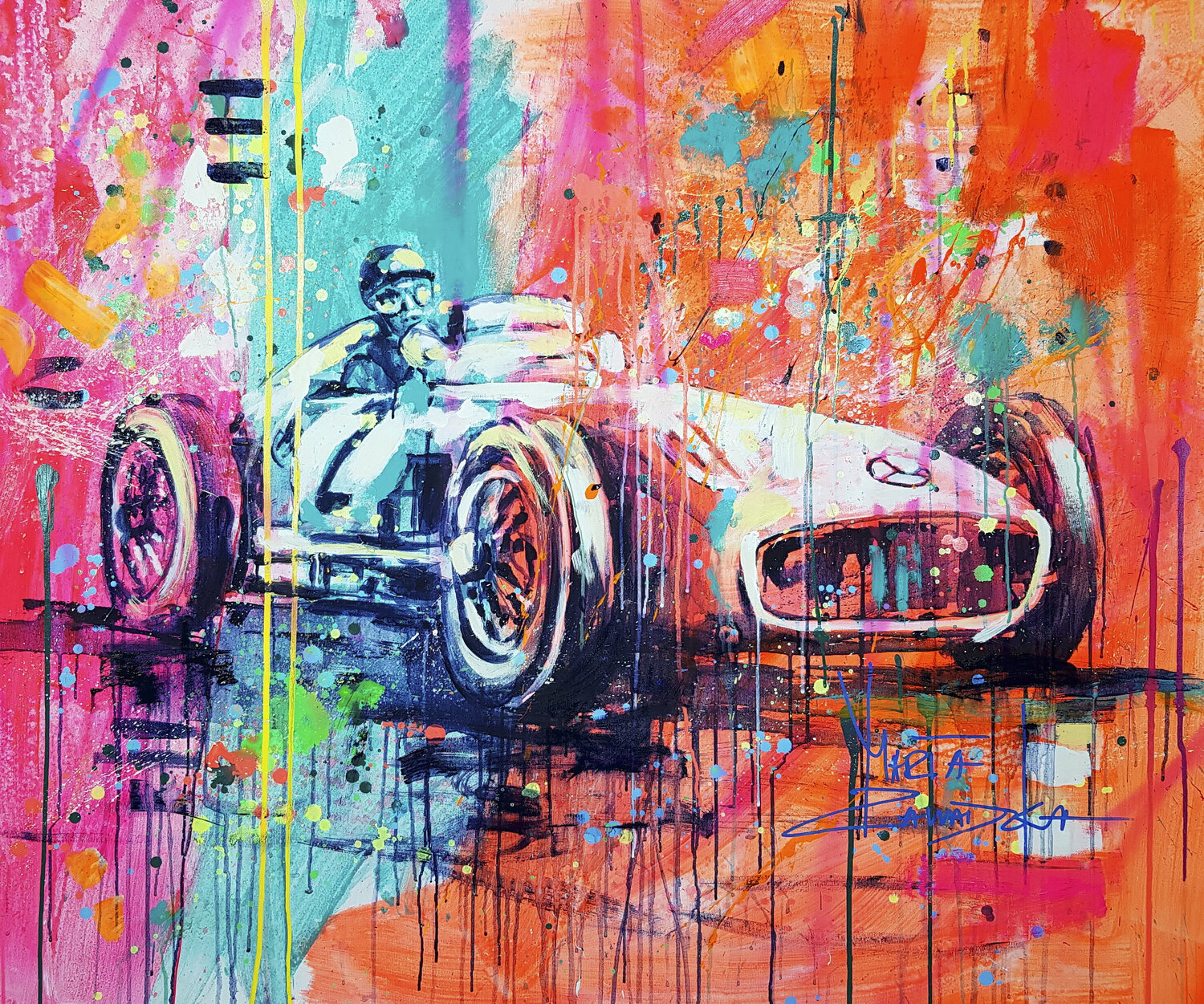 Mercedes-Benz racing car by Marta Zawadzka (2018) : Painting Acrylic ...