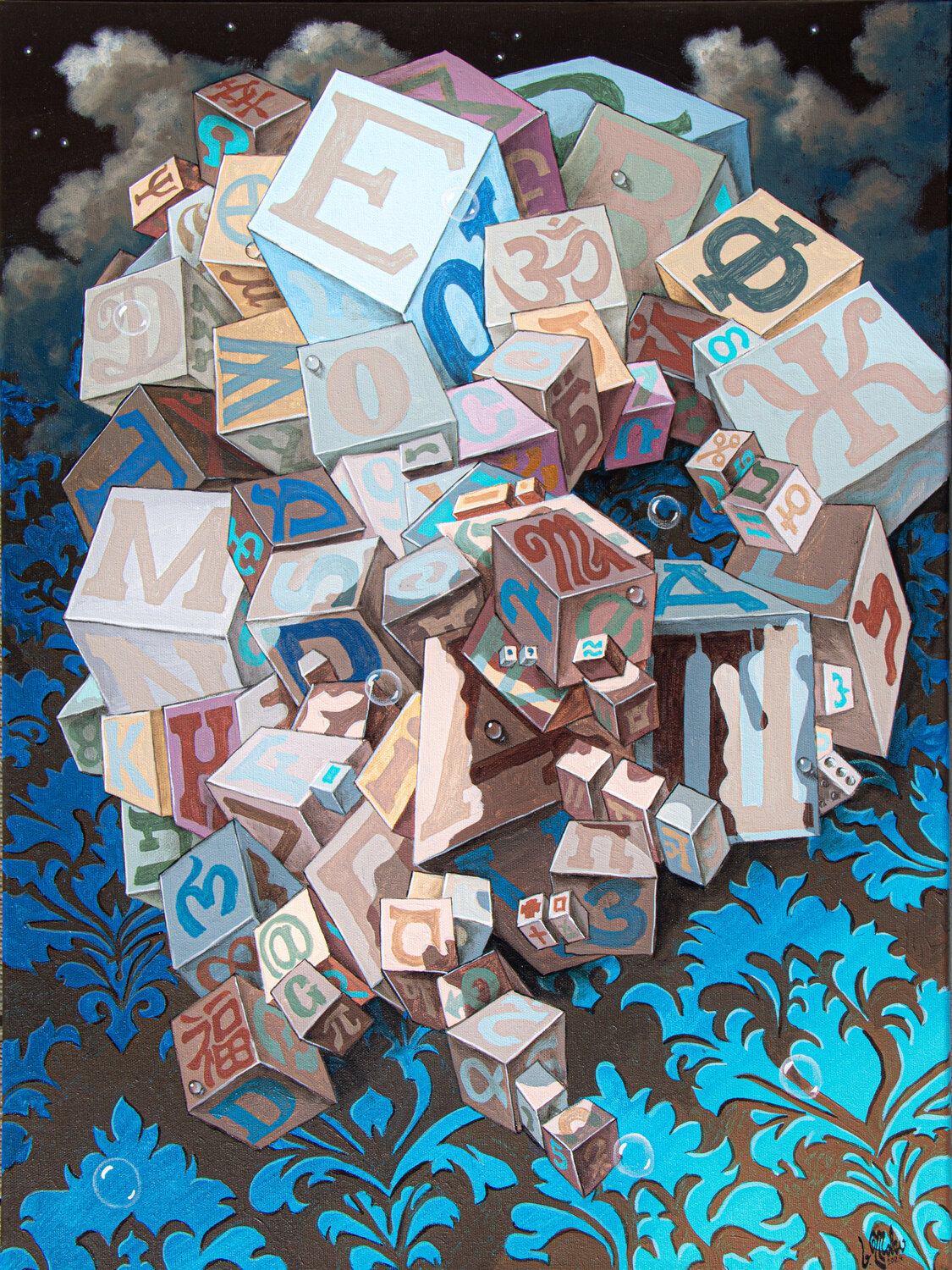 Einstein's Cubes by Victor Molev (2024) : Painting Acrylic, Oil on ...