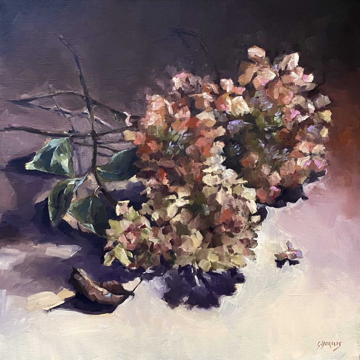 Hortensia fanés 6 by Géraldine Morales (2022) : Painting Oil on Linen ...