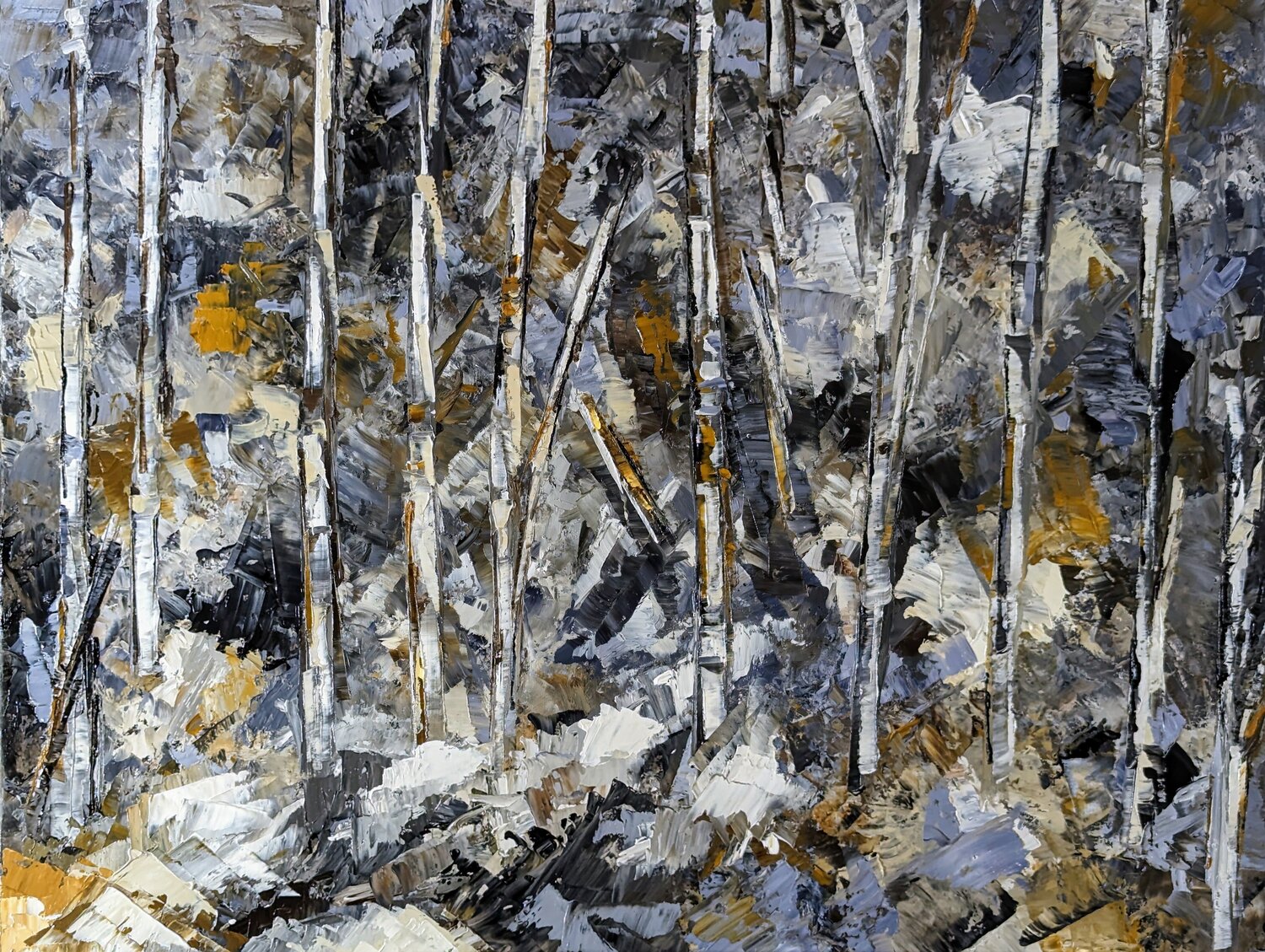 Frosted birch landscape by Nicole Caron (2022) : Painting Oil on Linen ...