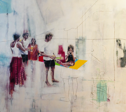 Dog with a Pearl Collar by arp raph (2022) : Painting Acrylic on Canvas ...