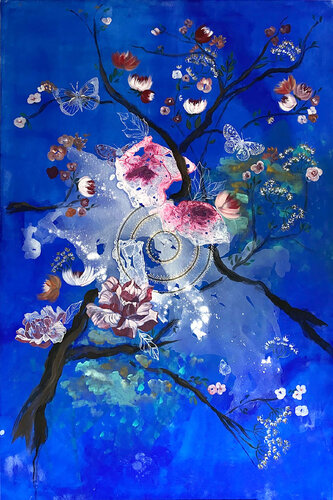 Midnight Flowers by Maria Tureanu Dermengiu (2021) : Painting Acrylic ...