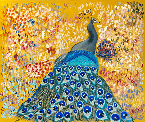Blue Peacock by Maria Tureanu Dermengiu (2021) : Painting Acrylic ...