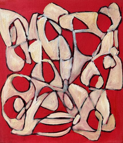 Red No. 5 by Steven Miller (2025) : Painting Oil, Charcoal on Canvas ...