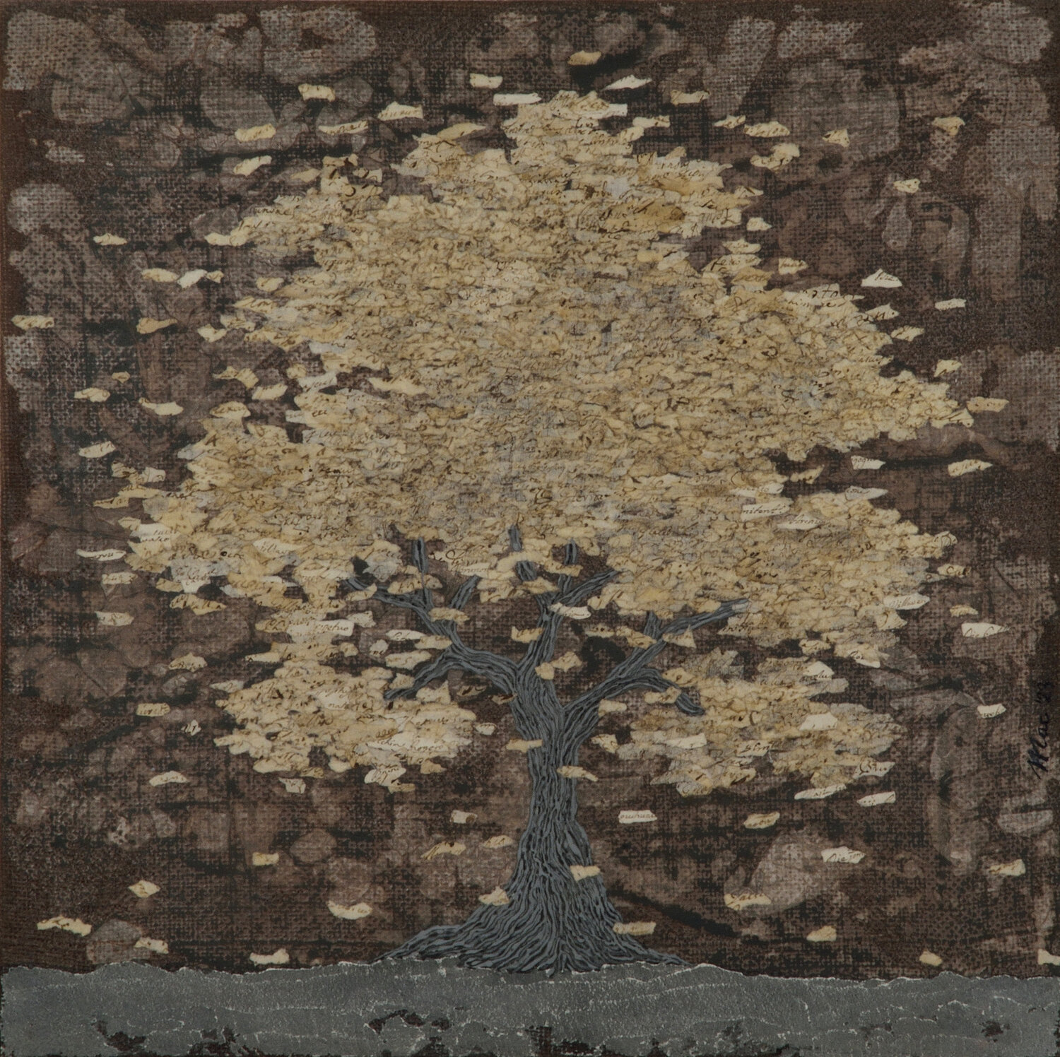 Lost names tree by Gian Luigi Delpin (2023) : Painting Acrylic, Collage ...