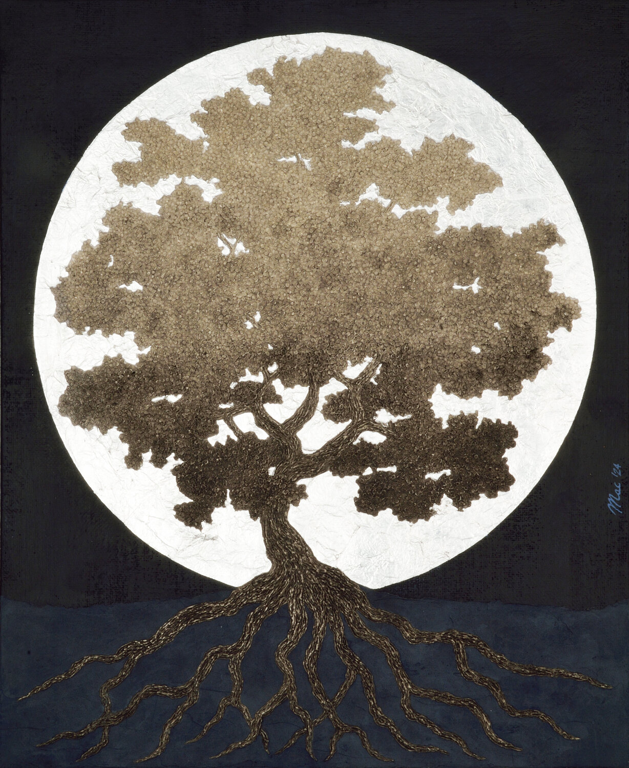 Full moon tree by Gian Luigi Delpin (2024) : Painting Acrylic, Resin on ...