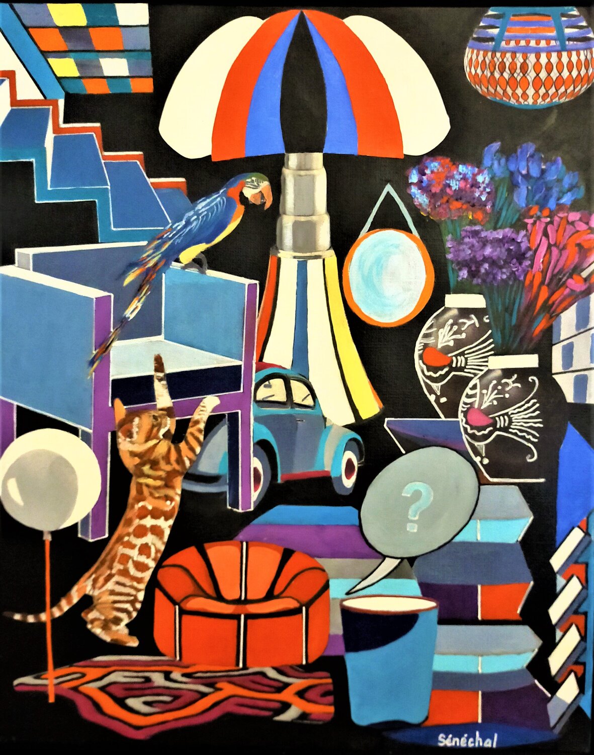 Culbuto by Catherine Sénéchal (2025) : Painting Oil, Collage on Canvas ...