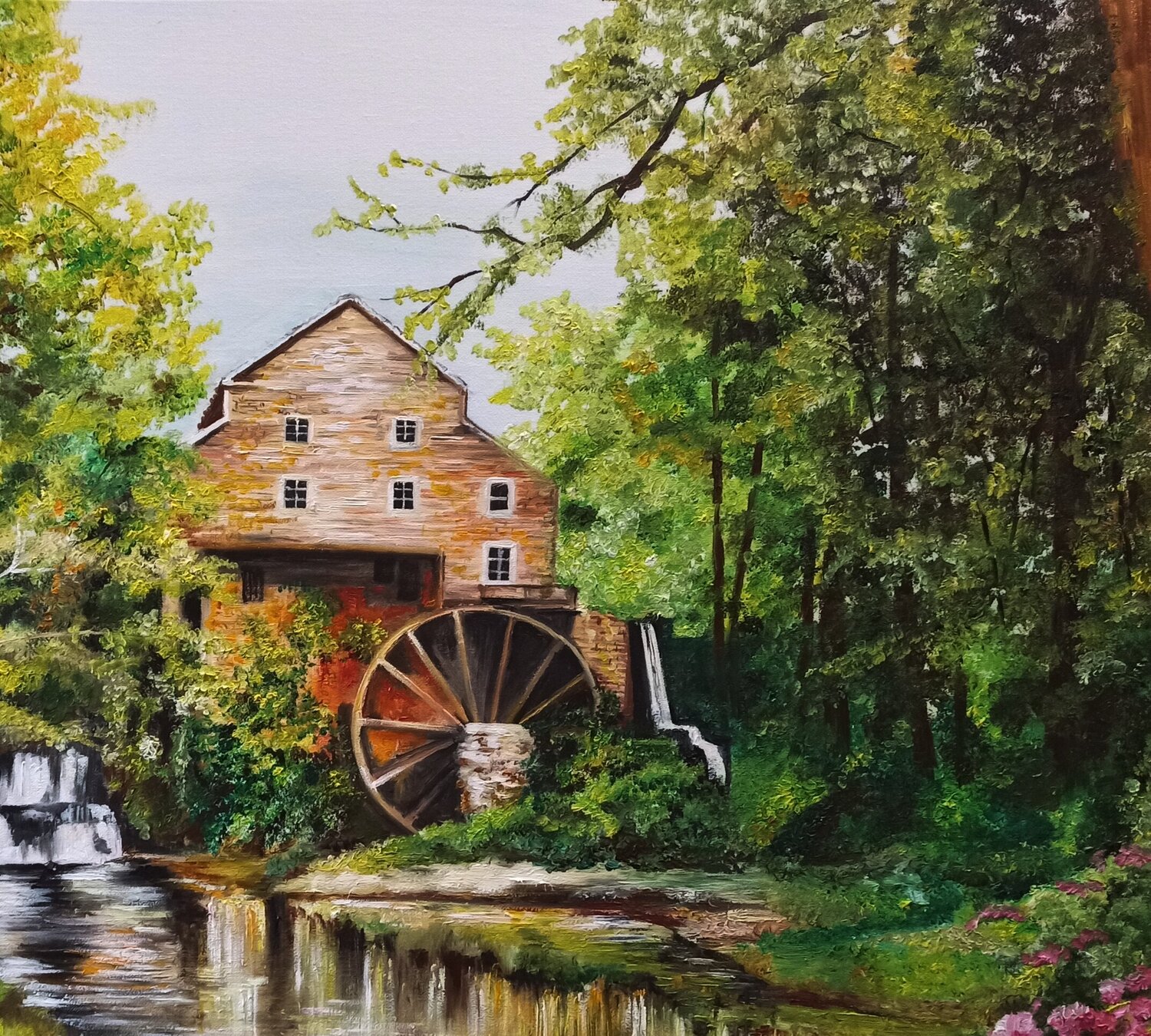 Ancient mill in the woods von Anna Rita Angiolelli (2023): Malerei Öl ...