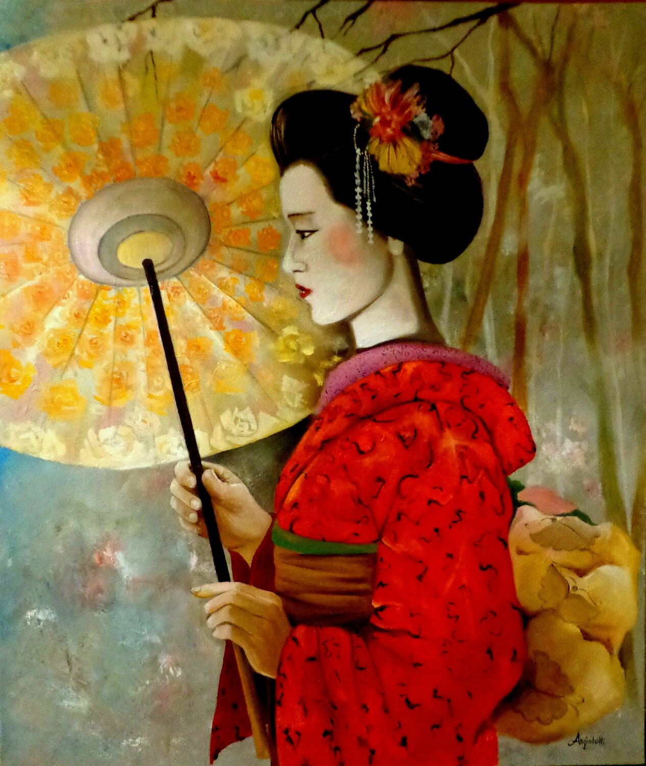 Geisha Oil Painting