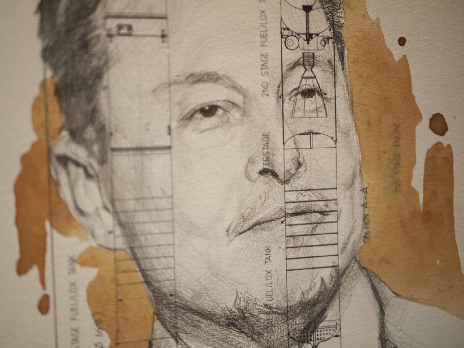 Elon Musk by Oleksii Gnievyshev (2018) : Drawing Pencil, India Ink on ...