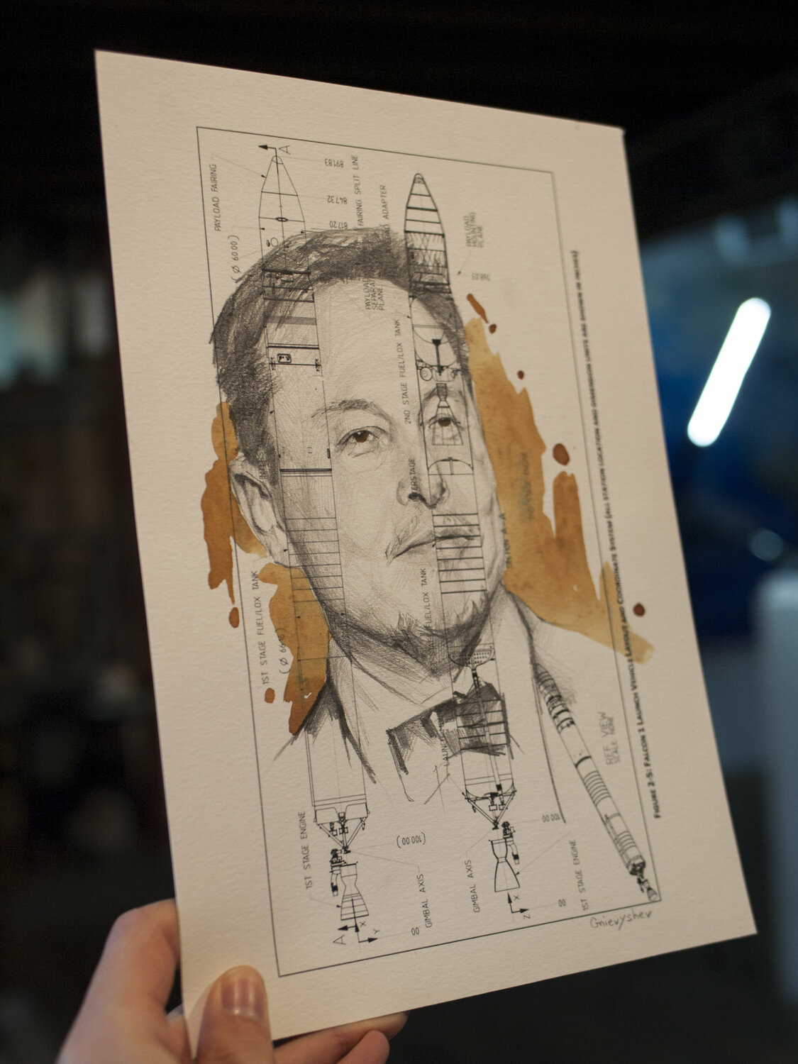 Elon Musk by Oleksii Gnievyshev (2018) : Drawing Pencil, India Ink on ...