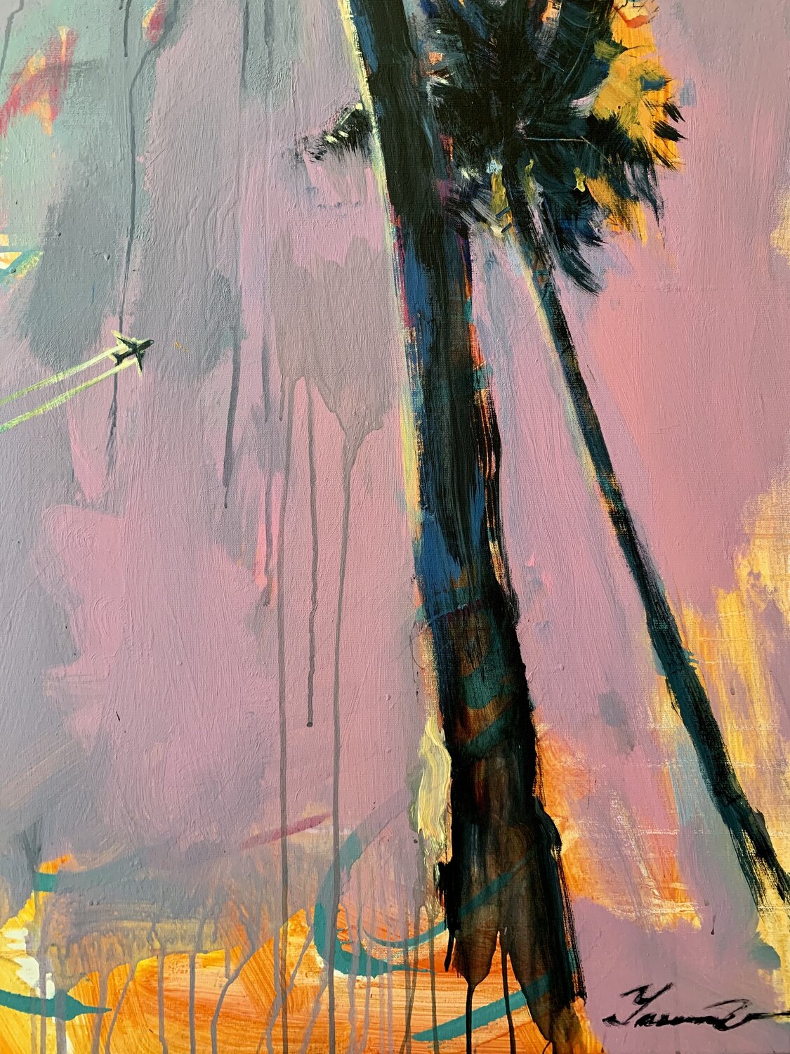 XL Big artwork - "Flight to Miami" - Pop Art - Huge painting - Palm ...