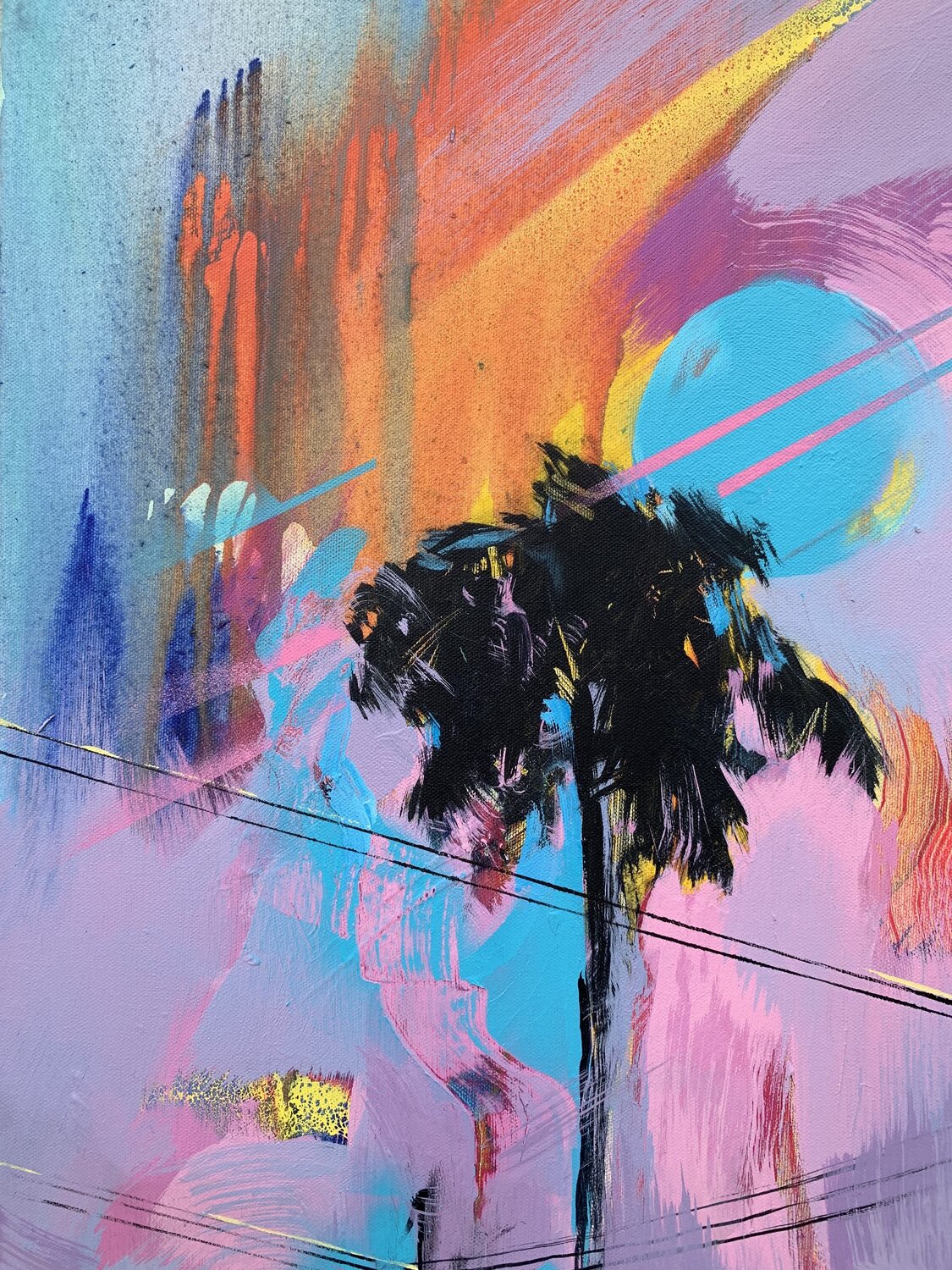 Pink artwork - "Flight to Los Angeles" - Pop Art - Violet painting ...