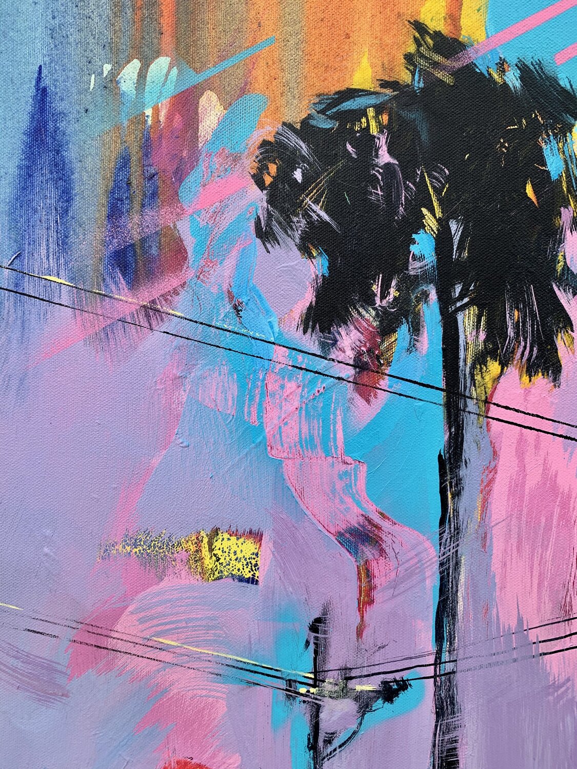 Pink artwork - "Flight to Los Angeles" - Pop Art - Violet painting ...