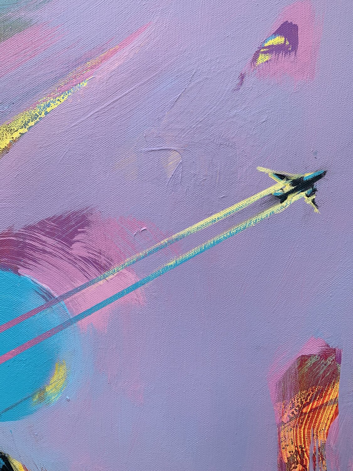 Pink artwork - "Flight to Los Angeles" - Pop Art - Violet painting ...