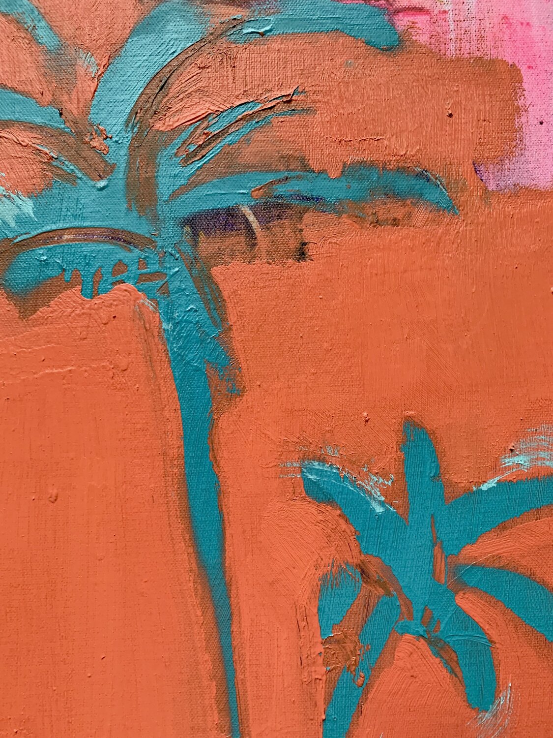 Bright summer painting - "Small swimmer" - Pop Art - Pool - Palms ...